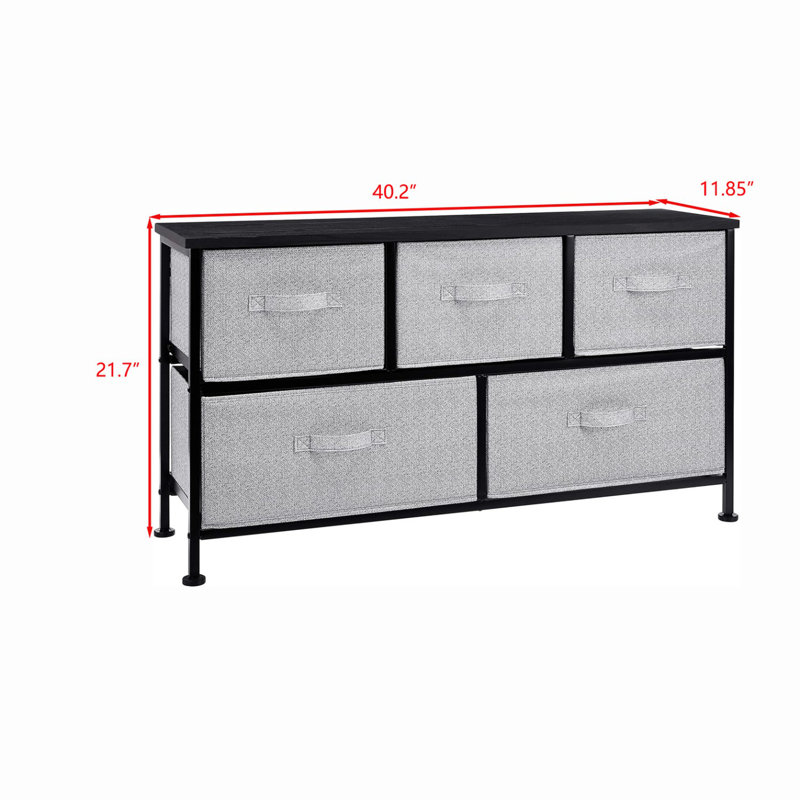 Ameriwood Extra Wide Fabric 5 Drawer Wardrobe Storage Organizer | Wayfair